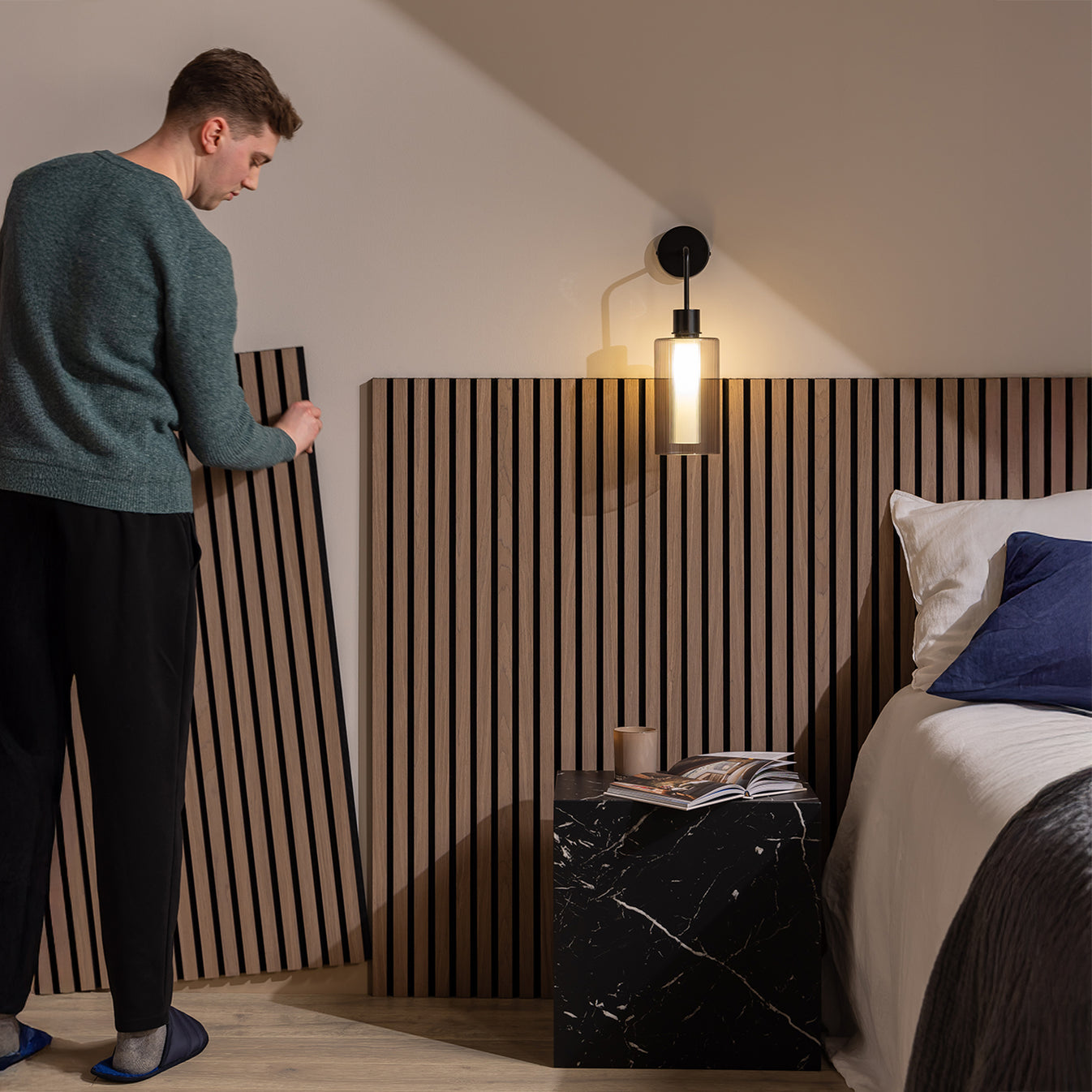 SlatWall Midi Walnut Wood Panel | Naturewall – Naturewall US